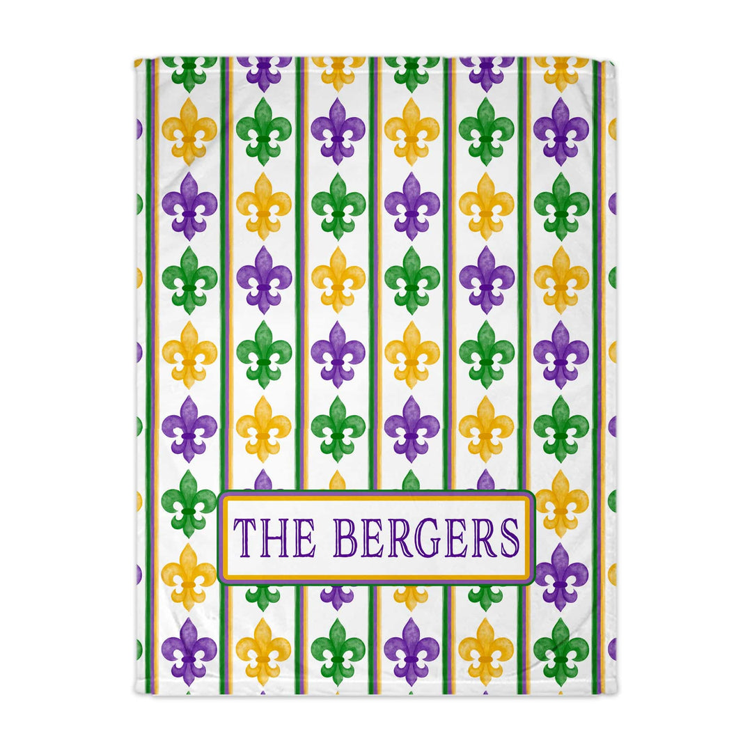 Personalized Fleur De Lis Mardi Gras Blanket | Custom Name Fleece ...