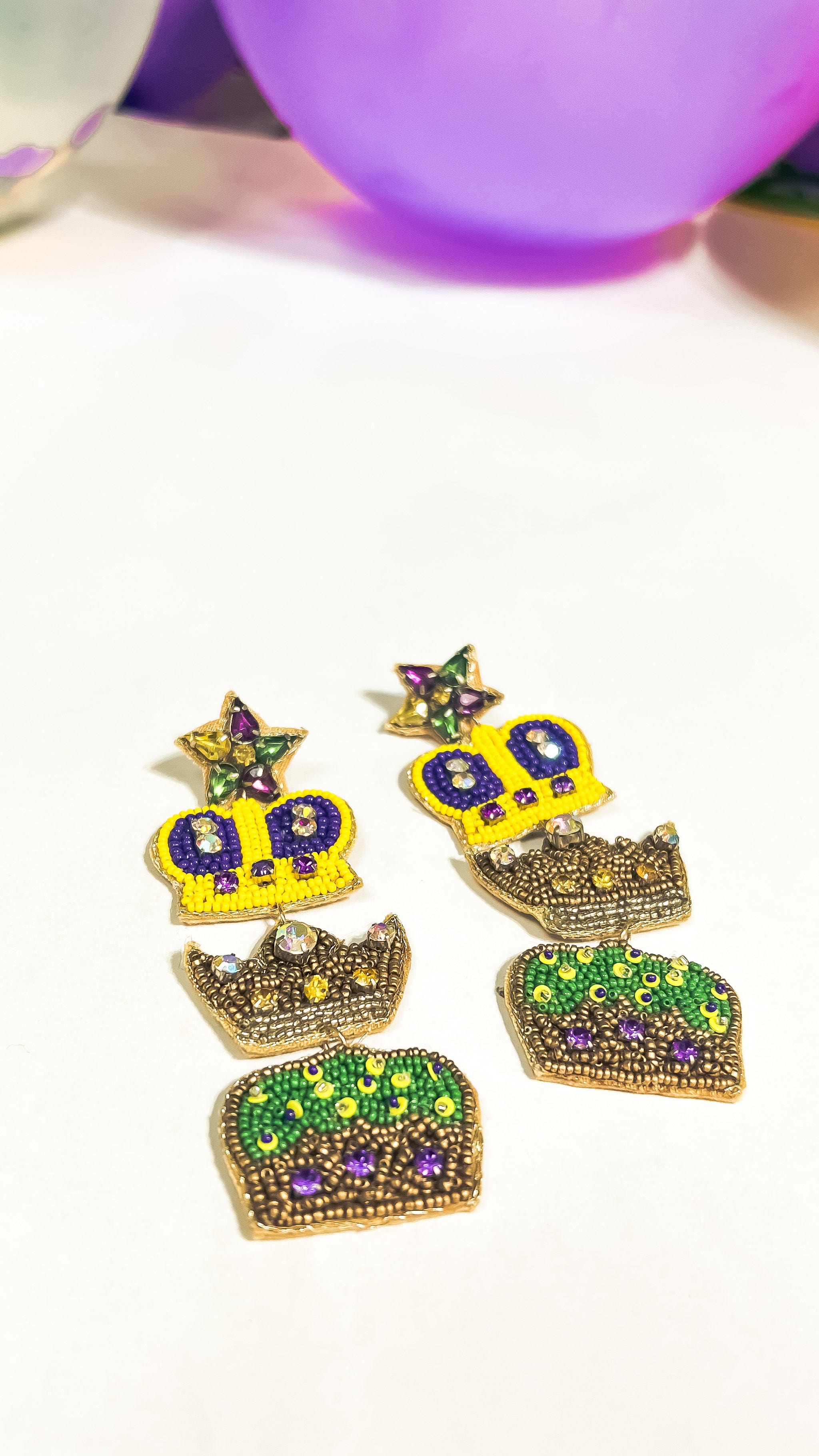Mardi Gras Stack of Crowns Earrings – GLAM - Girls Love A Monogram